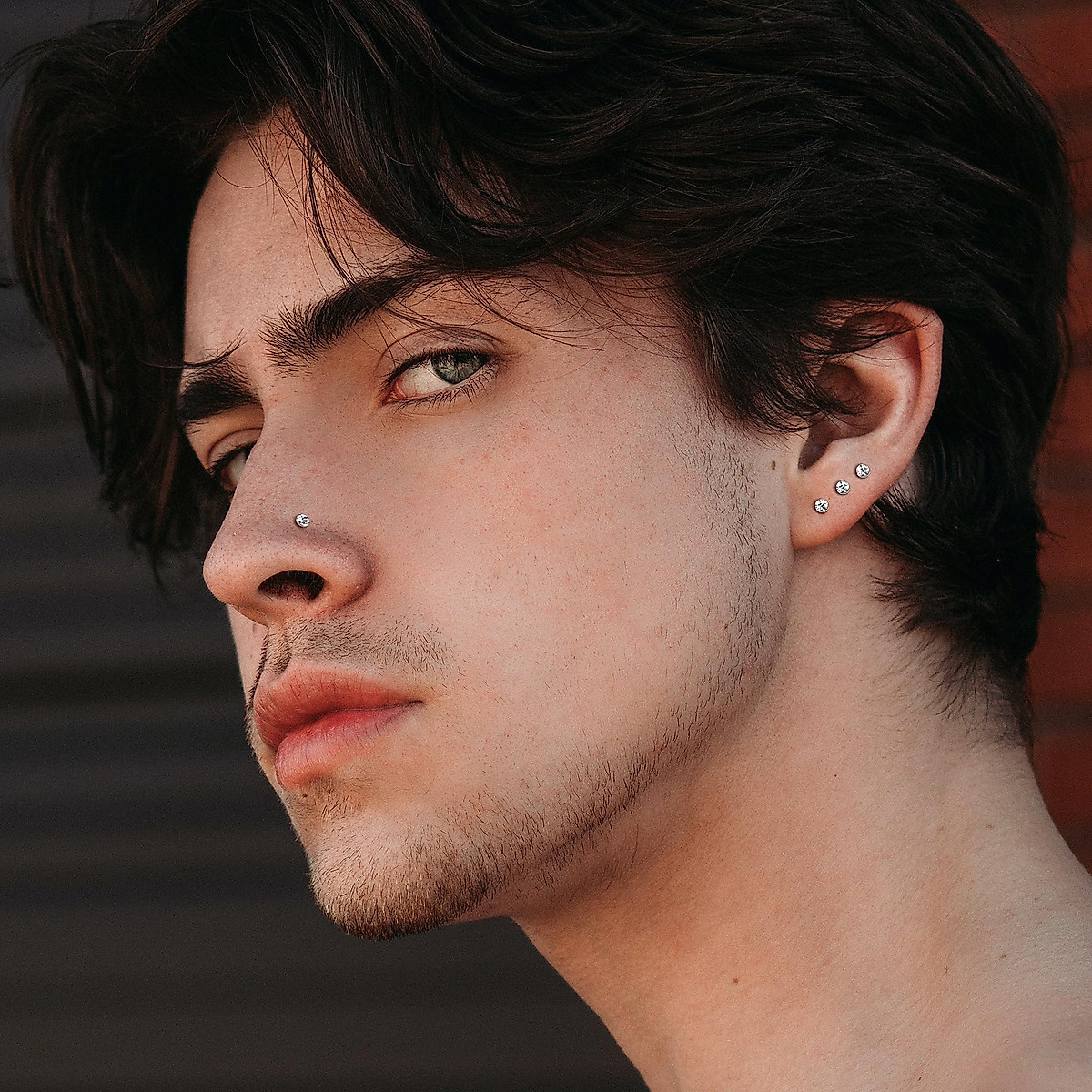 Jstyle 60 Pcs Hypoallergenic Stainless Steel Nose Studs for Women Men Sparkly CZ Small Nose Studs Rings Piercing Body Jewelry 1.5mm