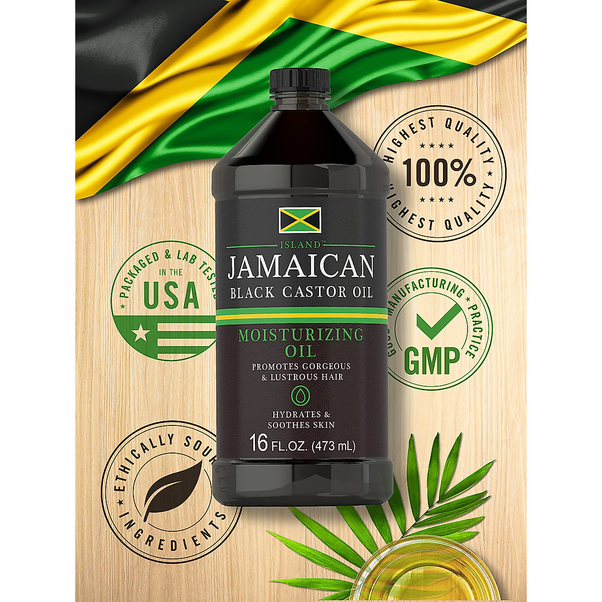 Carlyle Jamaican Black Castor Oil 16oz | Nourish Hair, Skin, and Nails | All Natural Hypoallergenic Conditioner