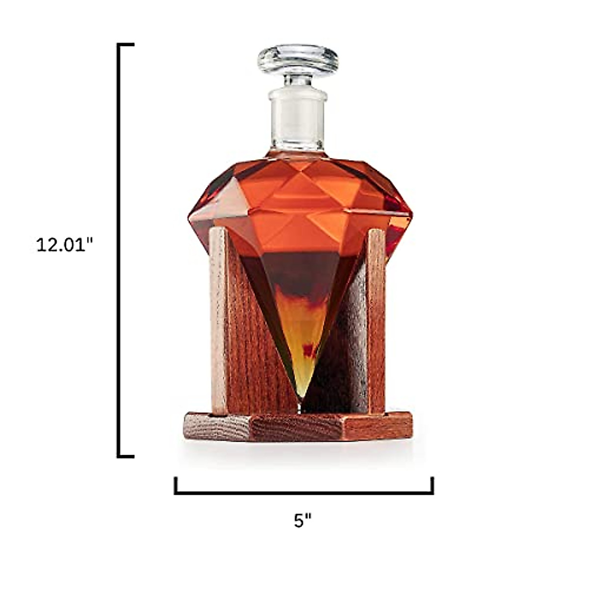 Diamond Decanter For Whiskey, Liquor, Scotch, Rum, Bourbon, Vodka, Tequila Decanter, The Wine Savant 750ml - Gifts For Men & Women Clear