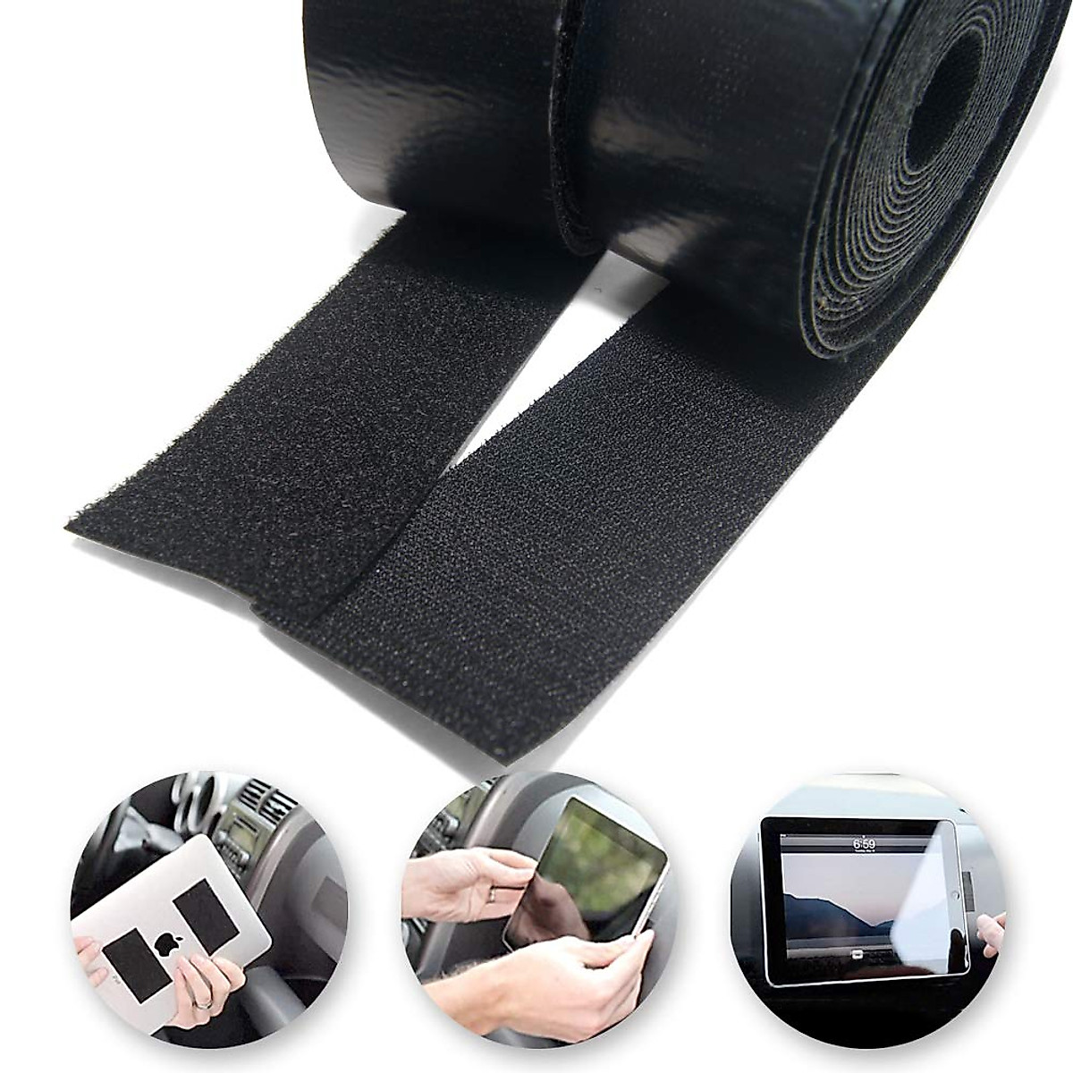 Denser 1 Inch Hook and Loop Tape Sticky Back - 5.5 Yards (16.5 Feet) - Strips Adhesive Heavy Duty Black Roll (1 inch * 16.5 ft)
