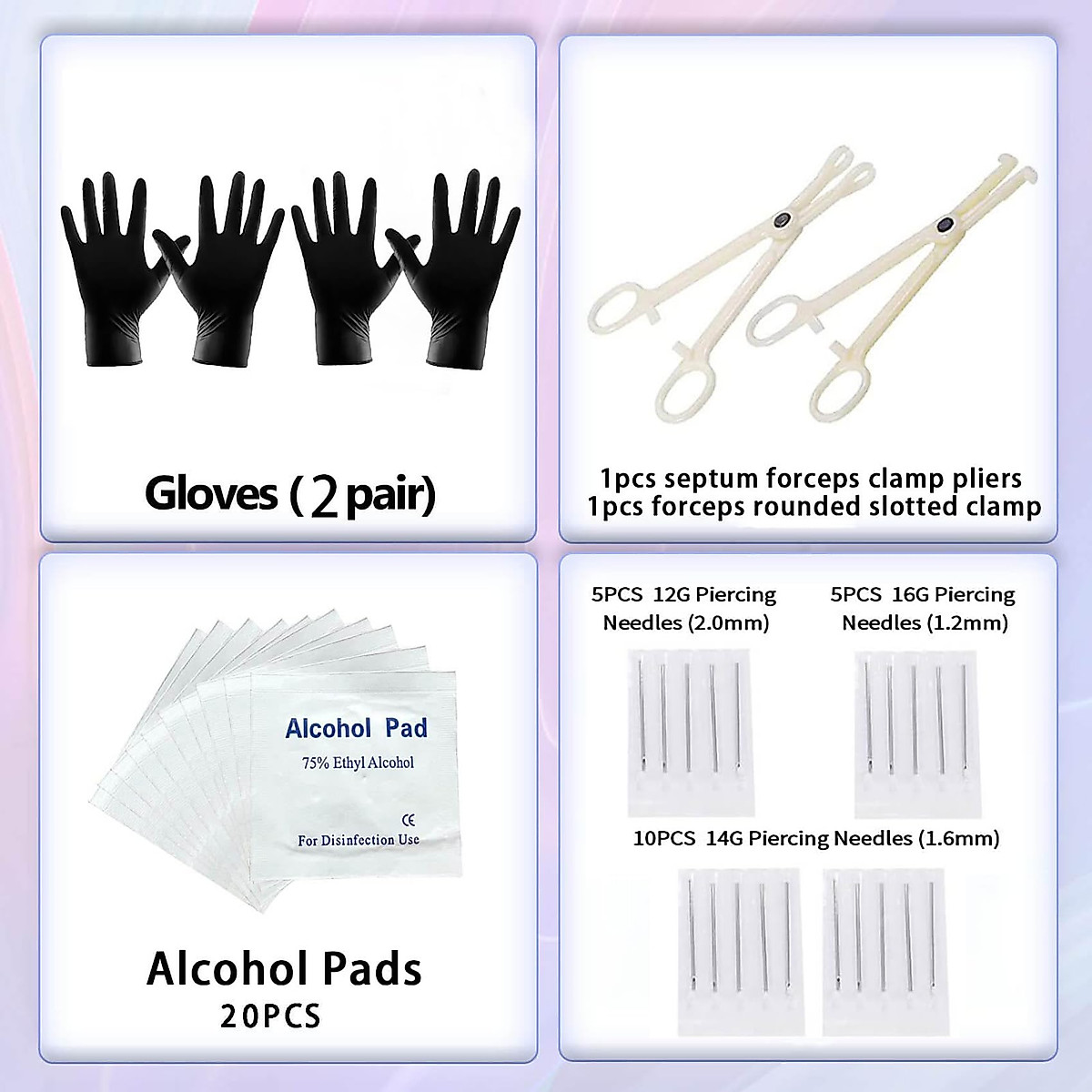 Tustrion 118PCS Piercing Kit for All Body Piercings Stainless Steel Piercing Jewelry 14G 16G Jewelry for Ear Cartilage Tragus Nose Septum Lip Nipple Piercing Tools