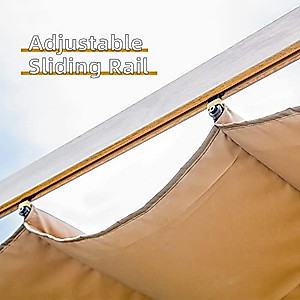 Domi 9’x13' Outdoor Retractable Pergola Against The Wall with Sun Shade Canopy, Pergolas and Gazebos Clearance, Patio Metal Canopy for Deck, Garden, Backyard(Wood-Looking)