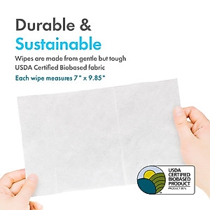 Petkin Plant-Based PetWipes, 200 Wipes, 6 Count - Biobased, Sustainable, Big & Thick Pet Wipes for Dogs & Cats - for Face, Paws, Ears, Body & Eye Area - Consciously Cleans & Conditions - Vanilla