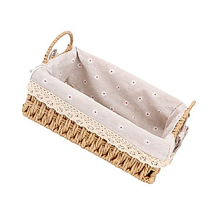 1pc Bedside Basket Snack Container Office Desk Decor Desk Tray Woven Baskets Fruits Basket Seagrass Baskets Wicker Basket Makeup Pallet Bread Container Food Fabric with Handle