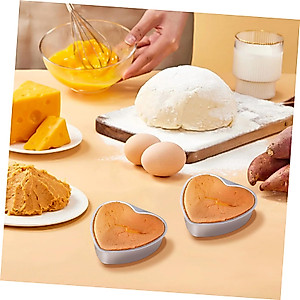 Luxshiny 5pcs Heart Cake Mold, Aluminum Heart Pans Heart Cake Pan Heart Shape Baking Pan for Cake Chocolate Dessert