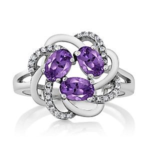 Gem Stone King 925 Sterling Silver Purple Amethyst Ring For Women (1.42 Cttw, Oval 6X4MM, Gemstone February Birthstone, Available In Size 5, 6, 7, 8, 9)