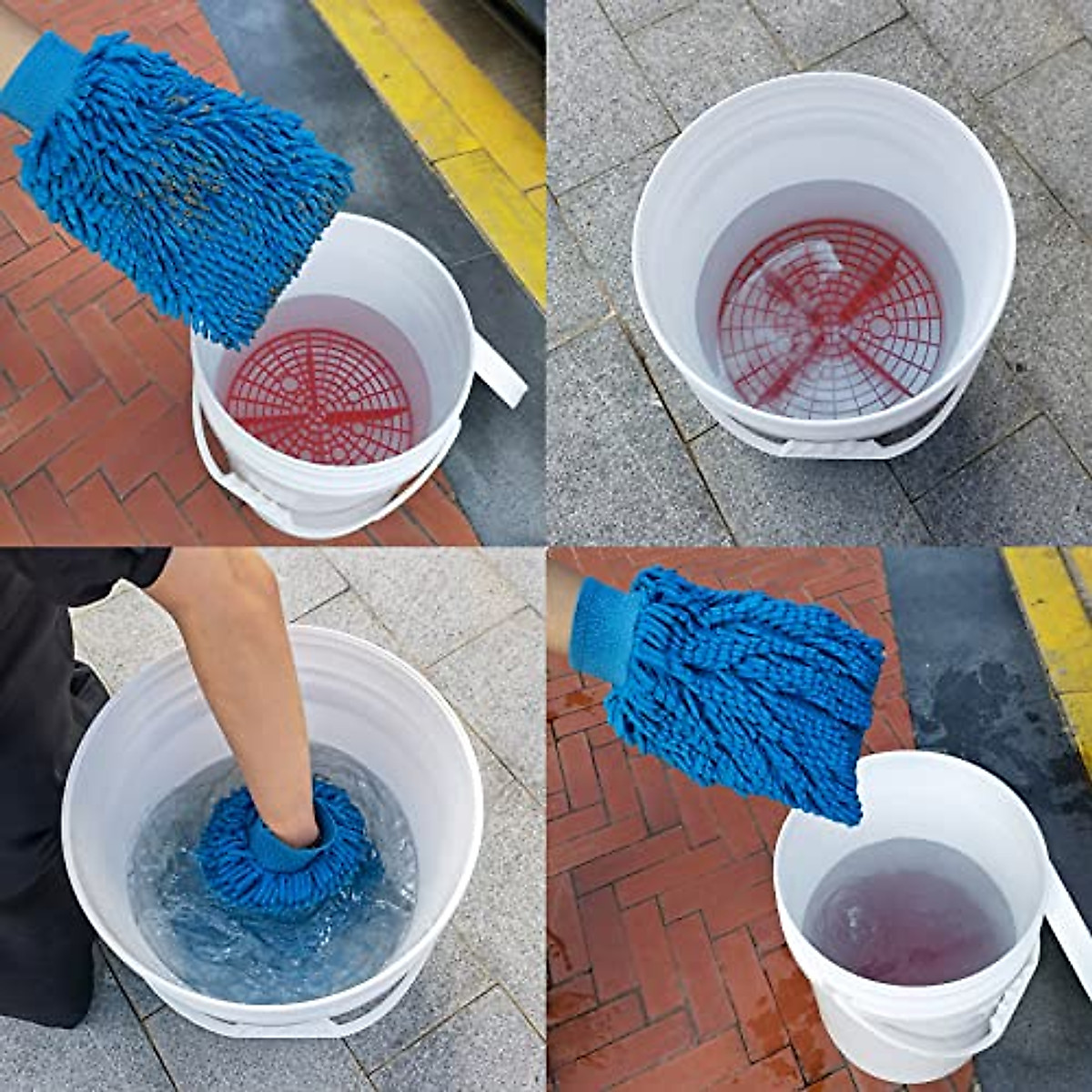 Amiss 2 Pack Car Wash Bucket, Automotive Wash Tool and Detail Kits, Scratch Prevention Bucket Tool, Car Interior Exterior Accessories, Fits 10.2 Inch - Red