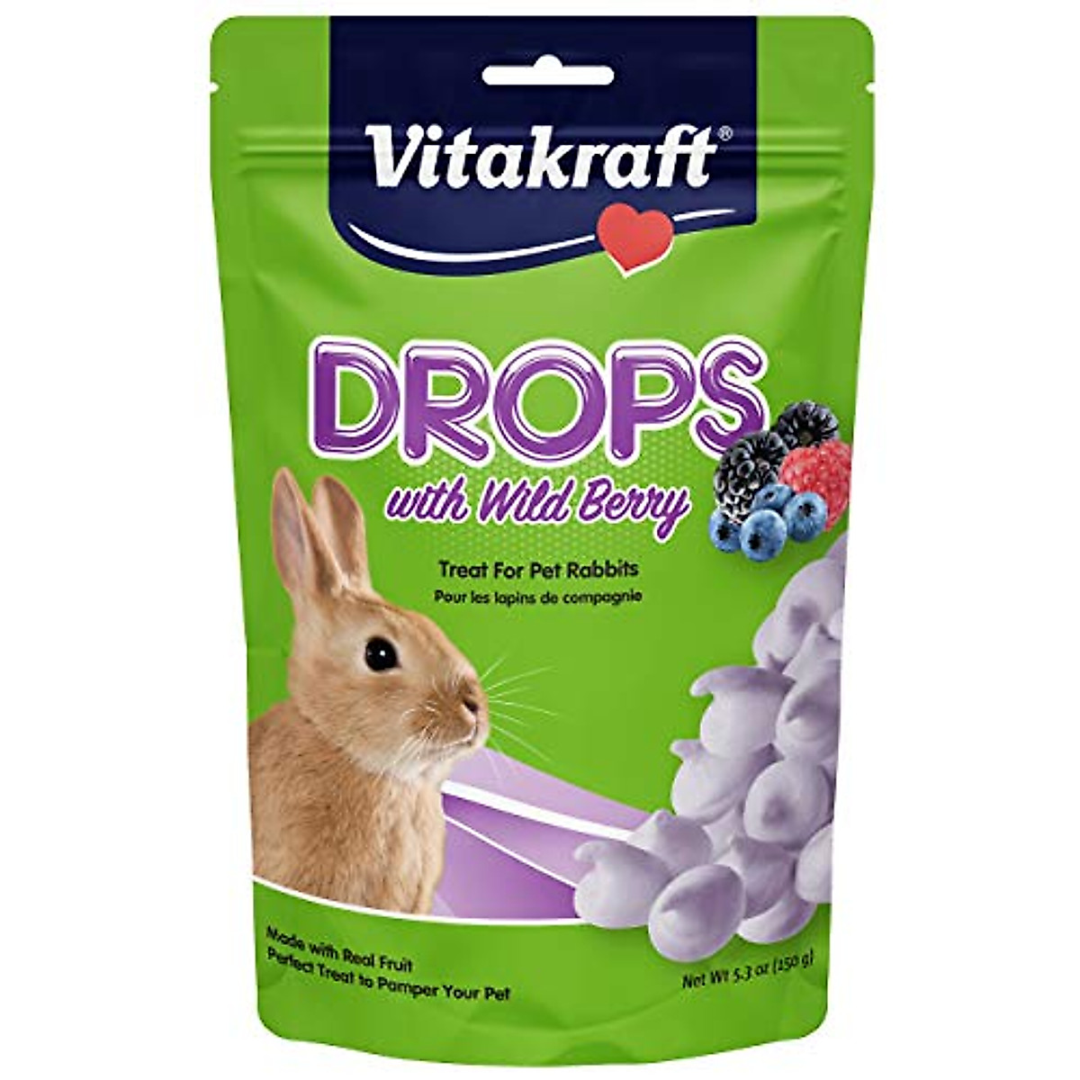 Vitakraft Drops Rabbit Treat - Wild Berry - Yogurt Treats for Rabbits Purple 5.3 Ounce (Pack of 1)