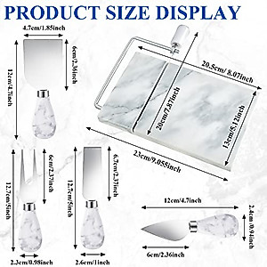 Marble Cheese Slicer 5 x 8 Inch Cheese Cutter and 4 Pcs Cheese Knife with Handle Cheese Heavy Cutter Set for Kitchen Charcuterie Cutting Cheeses, Butter, Meats, Other Appetizers, White