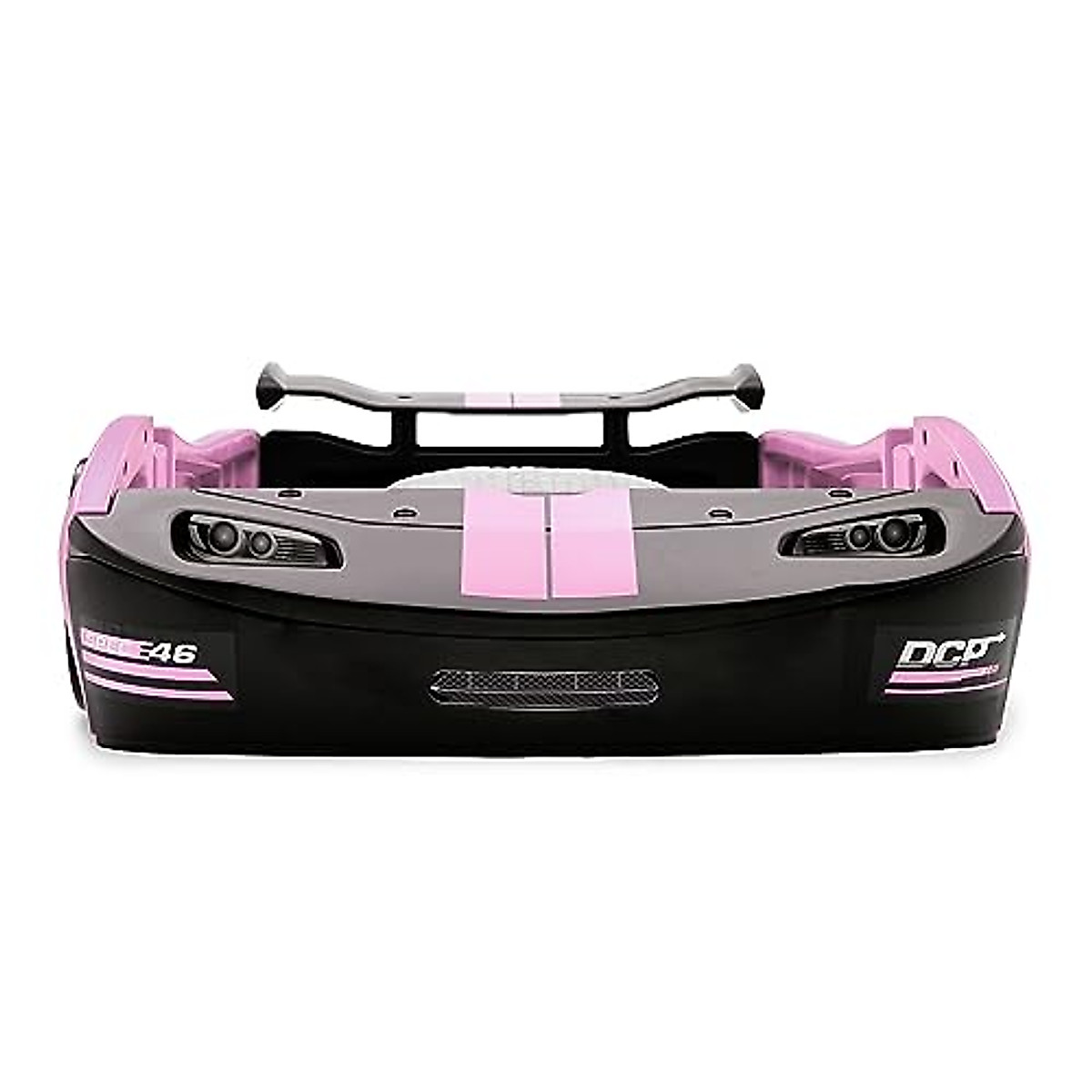 Delta Children Turbo Race Car Twin Bed, Pink Snooze 6 inch Memory Foam Twin Mattress (Bundle)