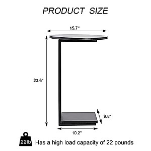 GYCZYCX C Shaped End Table,Round C Table,Snack Side Table for Sofa and Bed, Living Room(Black), 15D x 15W x 23H in