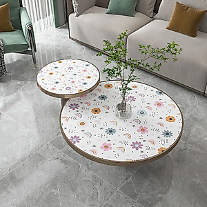 CHIHUT Boho Rainbow Peel and Stick Wallpaper - Watercolor Cute Flowers Stars Contact Paper for Kids - Self Adhesive Removable Wall Decals for Girls Bedroom Cabinets Walls 17.7"x100"