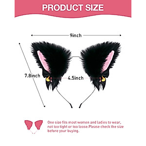 CEDAR BRIGHT Fox Cat Ears Anime Cosplay - Animal Wolf Headwear, Halloween Headband,Headpiece Costume Accessories with Bells