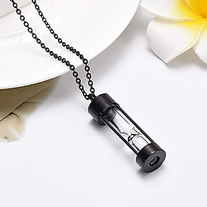The New black memory Hourglass Urn Pendant Cremation Jewelry Urn Necklaces Memorial Ashes for Women Free Fill kit (papa)