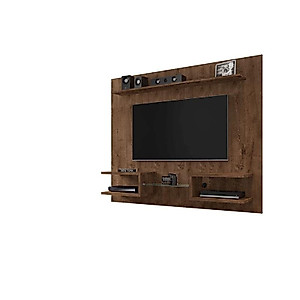 Manhattan Comfort Plaza Modern Floating Wall Entertainment Center with Display Shelves, 65.25", Rustic Brown