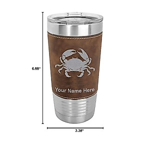LaserGram 20oz Vacuum Insulated Tumbler Mug, Crab, Personalized Engraving Included (Faux Leather, Rustic)