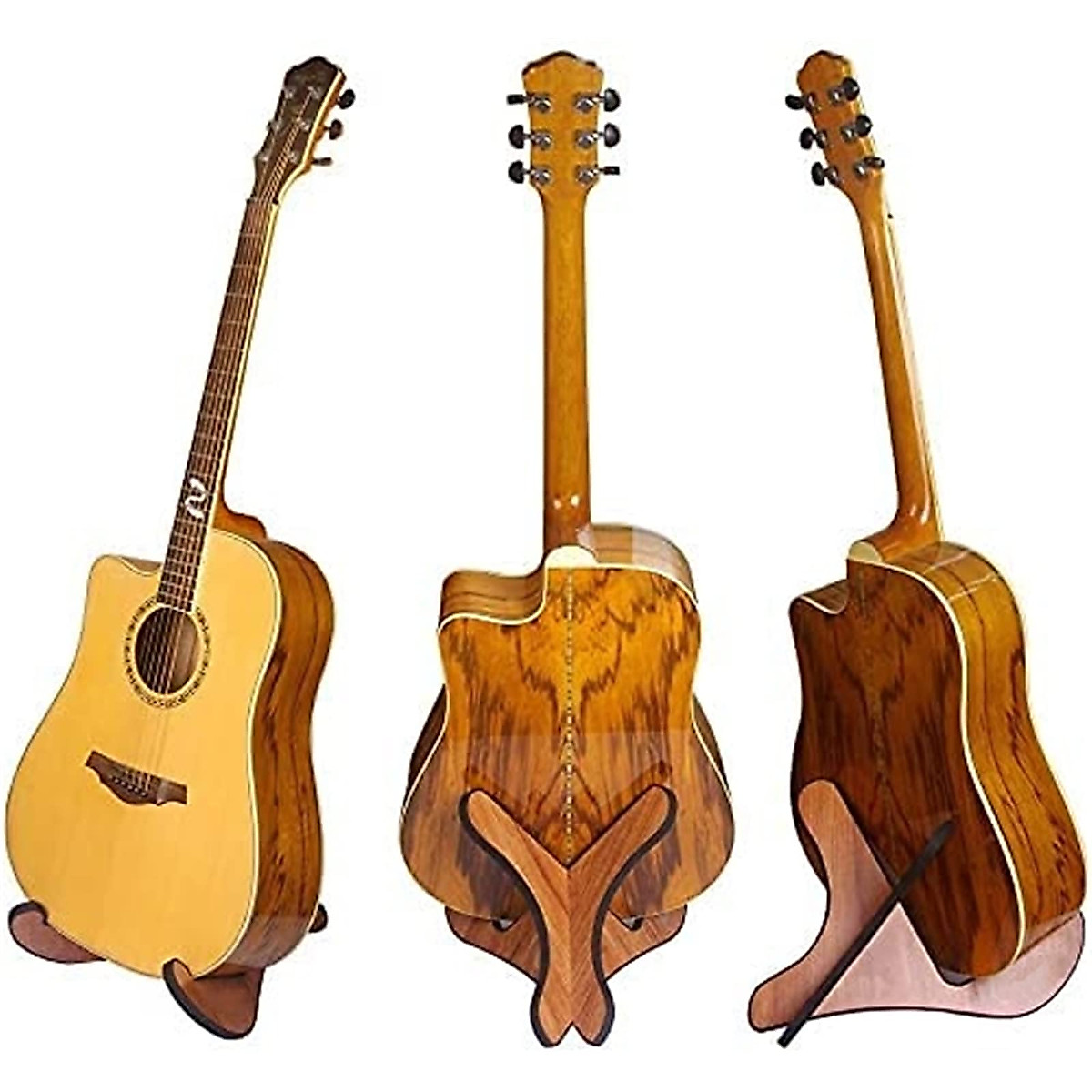 Miwayer Guitar Stand Wood Thickened Universal, with 0.12 Inch Soft Leather Ddge, Safe Non-Slip Portable Stringed Wooden Guitar Rack, Used for Acoustic, Classical, Electric Guitar, Bass