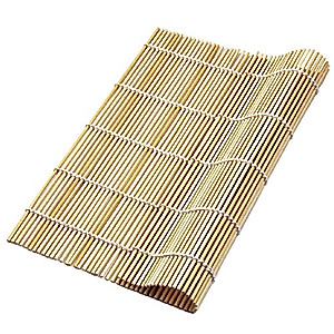 LEEFONE 4 PCS 9.5" x 9.5" Natural Bamboo Sushi Rolling Mat
