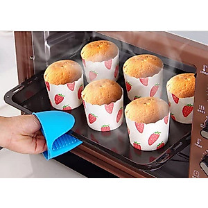 Non-Slip Gripper Pot Holder, Oven Heat Finger Gloves, Silicone Gloves, 2pc (Blue)