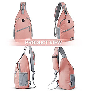 ZOMAKE Sling Bag for Women Men:Small Crossbody Sling Backpack - Mini Water Resistant Shoulder Bag Anti Thief Chest Bag Daypack for Travel Hiking Outdoor Sports,Pink(new)