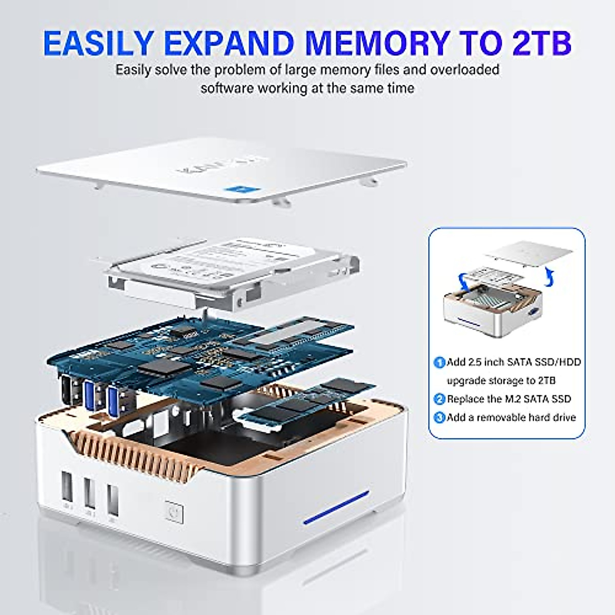 KAMRUI Mini PC,12th Intel Alder Lake- N95 up to 3.4 GHz,16GB RAM+512GB M.2 SSD, Windows 11 Pro Mini Computer,Support 2.5" SATA SSD,WiFi 2.4G/5G,Bluetooth4.2,Triple Display,4K Reliable Office Small PC