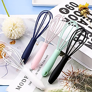 BILLIOTEAM 5 Pack Colorful Mini Silicone Kitchen Whisks,Mini Kitchen Whisk for Dough Milk Egg Blending Stirring Whisking and Beating,Hair Color,Small Craft Projects(5 Colors,6 Inches)