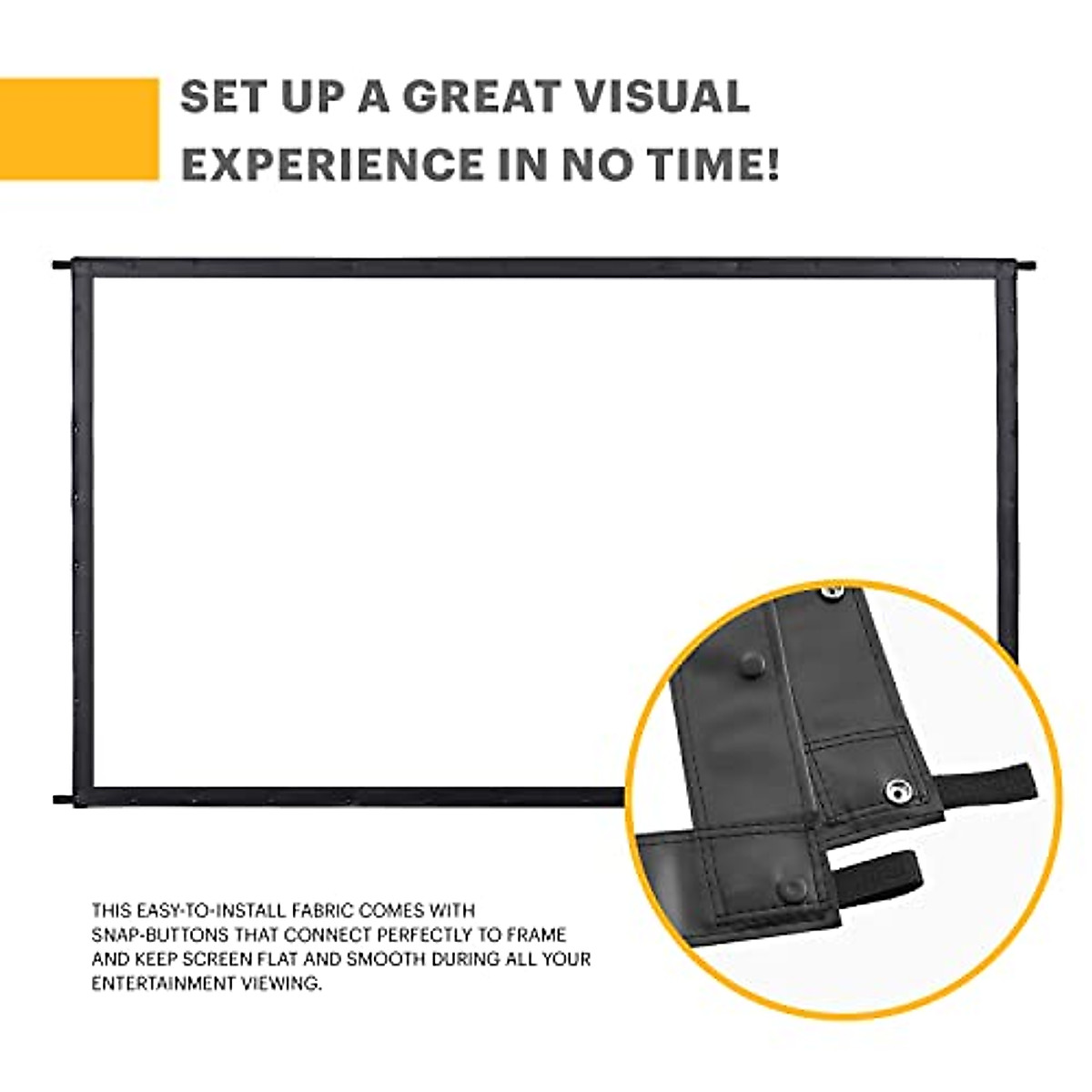 KODAK 150” Replacement Projector Screen | Fast Fold High Contrast White Projection Backdrop for Outdoor & Indoor Movies in Front Projection | Easy Clean Glare Proof, Wrinkle Free Fabric