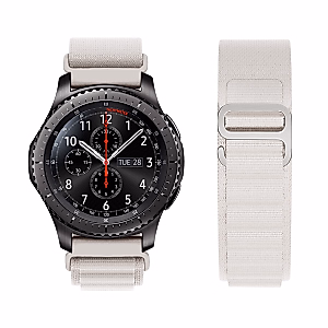 MroTech 22mm Nylon Band Compatible With Samsung Galaxy Watch 46mm (2019)/Watch 3 45mm/Gear S3 Frontier Band Replacement for GT/GT2/2e/GT3/GT4 Pro 46mm Strap for Men Women Alpine Starlight Beige