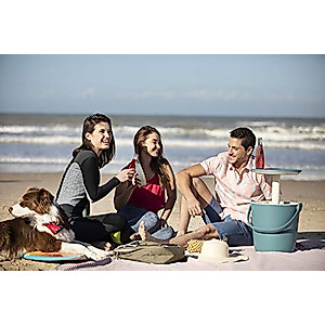 Keter Go Bar 4.2 Gallon Beer and Wine Cooler with Handle and Pop Up Outdoor Table - Perfect for Your Patio, Picnic, and Beach Accessories, Teal