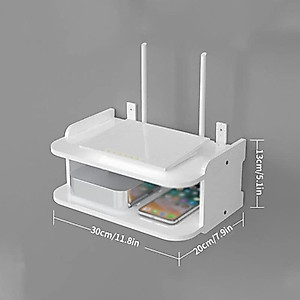 ygqzm Wall Mount Drilling Storage tv Box Router Shelf Set Top Box Bracket Stand Wood Shelf 2 Layer Space