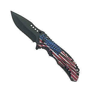 P.S. 8 1/4" Overall ABS Hex Pattern Drop Point EDC Pocket Knife w/Belt Clip