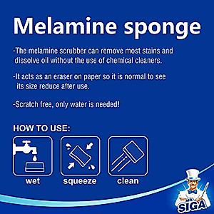 MR.SIGA Multi-Functional Eraser Sponge, Magic Cleaning Pads for Kitchen Household Cleaning, 48 Count, Size 3.1" x 2" x 1"