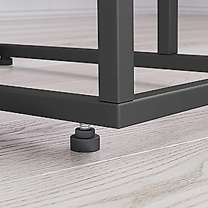 CubiCubi C Shaped End/ Side Table for Couch and Bed, Living Room Bedroom, Small Rustic Table with Metal Frames, Modern Design, White