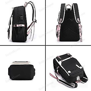 SodaMeow Anime Demon Backpack Rucksack Nezuko Backpack Slayer Bag Kimetsu no Yaiba with USB Charging Port, Free Keychain (Pink-Mitsuri)