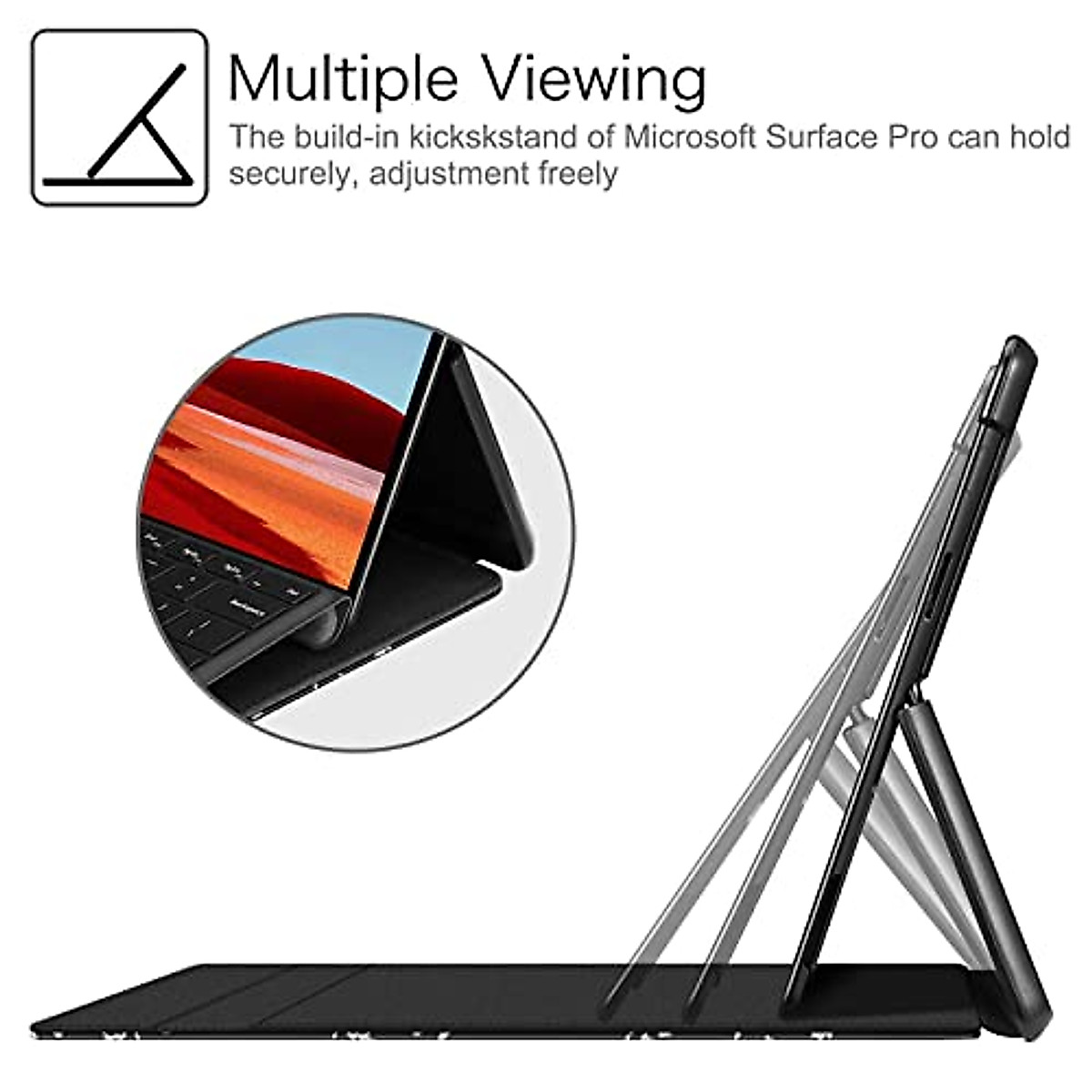 Fintie Case for Microsoft Surface Pro X (2021/2020/2019) - Hard Shell Slim Portfolio Cover Compatible with Type Cover Keyboard for 13 Inch New Surface Pro X (SQ1/SQ2), Composition Book