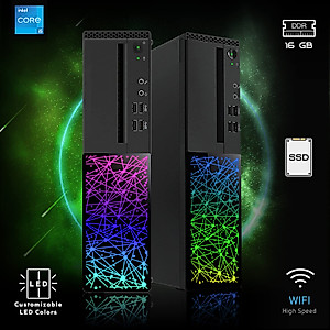 TechMagnet Gaming Desktop PC, Intel i5 6th Gen, Galaxy, 16GB RAM, 240GB SSD, MTG New 24 Inch Monitor, AMD RX 550, RGB Keyboard Mouse, Speaker, Webcam, Win 10 Pro (Renewed)