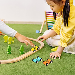 10 Pieces Wooden Mini Car Wooden Car Ramp Race Track Toys for Aged Over 3 Years Old, Wooden Car Ramp Racer Toy Replacement Vehicle Set Race Car Party Favors