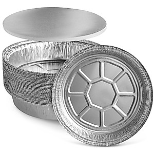 25 Pack 9 Inch Round Aluminum Pans with Lids, Disposable Foil Pie Tins for Baking, Roasting, Broiling, Cooking