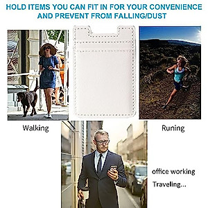 Fulgamo 2Pack Phone Wallet,Leather Phone Card Holder Adhesive Stick On Credit Card Pocket for Back of Phone Case iPhone and Android-White,Grey