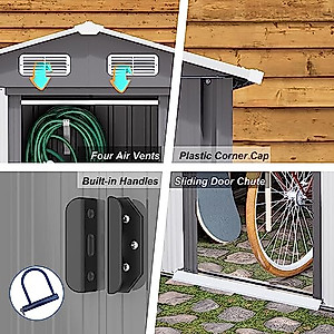 6x6 Ft Outdoor Storage Shed Garden Shen,Outdoor Shed Metal Shed with Lockable Doors,Large Garden Shed Bike Storage,Perfect to Store Tools,Bike,Lawn Mower
