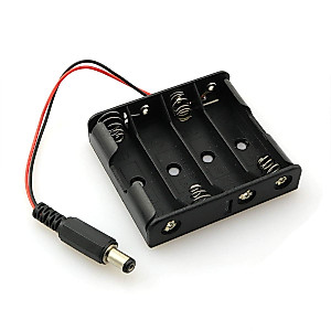 ZRM&E 6V Power Box 4xAA Battery Holder Case with DC 5.5x2.1 Connector Mate with Barrel Jack Connector on Arduino