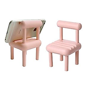 DIY Mini Chair Cell Phone Stand, Candy Color Mobile Phone Holder, Multi-Angle Chair Shape Table Phone Bracket, Compatible with All Mobile Phones, PP Material and Well Made (Pink) -1 Pack