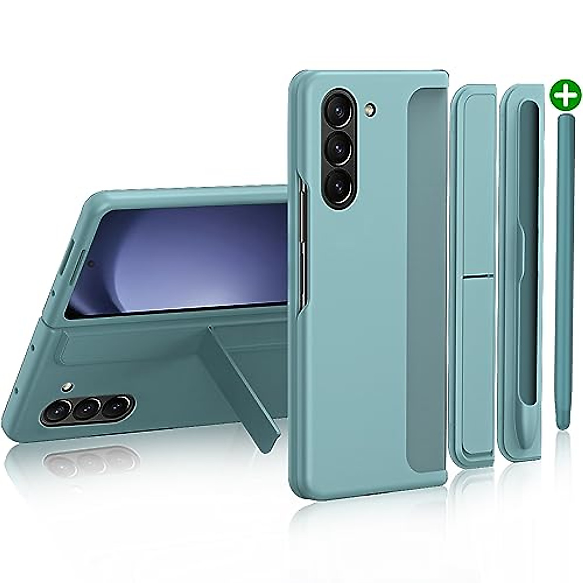 for Samsung Z Fold 5 Case with Pen, [Changable S Pen Holder & Kickstand ] [Support Wireless Charging] Z Fold 5 Case, Hard PC Shockproof Anti-Scratch Case for Samsung Galaxy Z Fold 5 (Ice Blue)