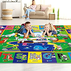 LTKOUGFAM Kids Play Rug for Baby Floor Mats for Kids Baby Play Mat ABC Educational Rug for Kids Room Non Slip Area Rug, Kids Rugs for Playroom Classroom (78.7X59 INCH)