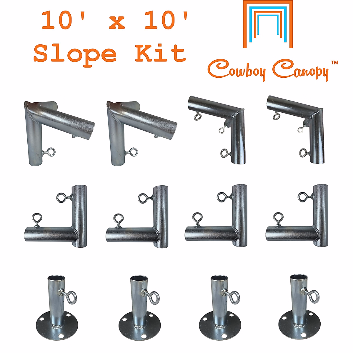 10' x 10' Slope, Lean-to Canopy Fittings Kit, DIY Metal Carport Frame Parts, 1" EMT