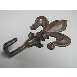 Antiques Vintage/Hooks Cast Iron/Coat Hook/Locker Rooms/Kitchens 3 Cast Iron Antique Style Rustic Fleur De Lis Coat Hooks Hat Hook Rack Towel #5