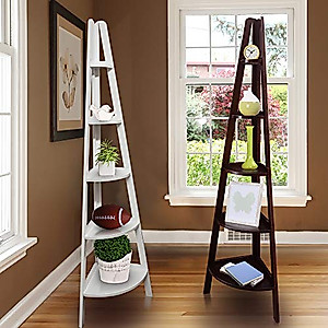 Casual Home 5-Shelf Corner Ladder Bookcase, Espresso