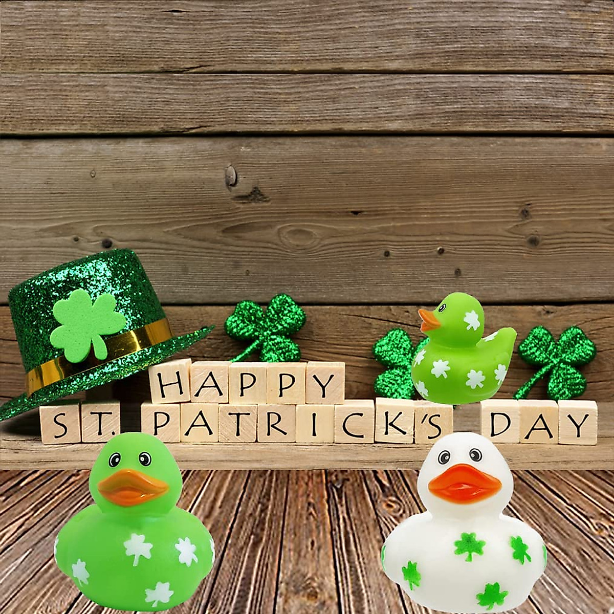 The Dreidel Company St. Patrick's Holiday Rubber Duck Toy Duckies for Kids, Bath Birthday Gifts Baby Showers Summer Beach and Pool Activity, 2" (12-Pack)