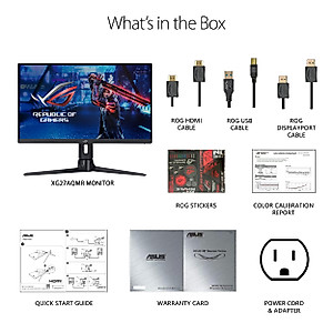 ASUS ROG Strix 27” 1440P Gaming Monitor (XG27AQMR) - 27”, QHD (2560 x 1440), Fast IPS, 300Hz, 1ms, G-SYNC Compatible, FreeSync Premium Pro, Extreme Low Motion Blur Sync, DisplayPort, DisplayHDR 600