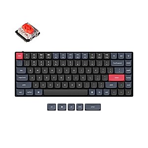 Keychron S1 Ultra-Slim QMK/VIA Custom Wired Mechanical Keyboard, 84 Keys 75% Layout Programmable Macros RGB Backlit CNC Aluminum Keyboard for Mac Windows, Low Profile Gateron Red Switch